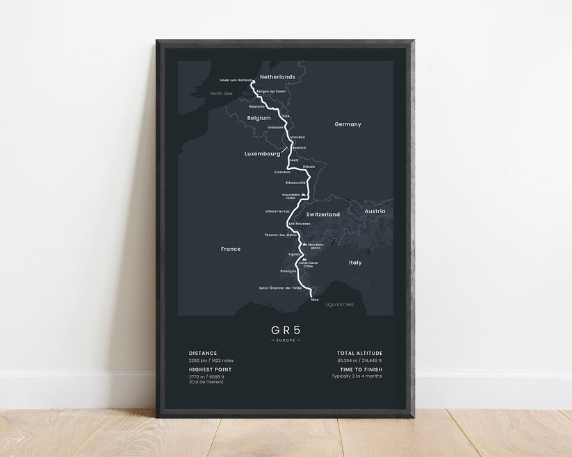 GR5 (Grand Traverse des Alpes) Map Poster | TrailGoals