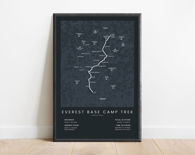 Mount Everest Base Camp Trek Map Poster | TrailGoals