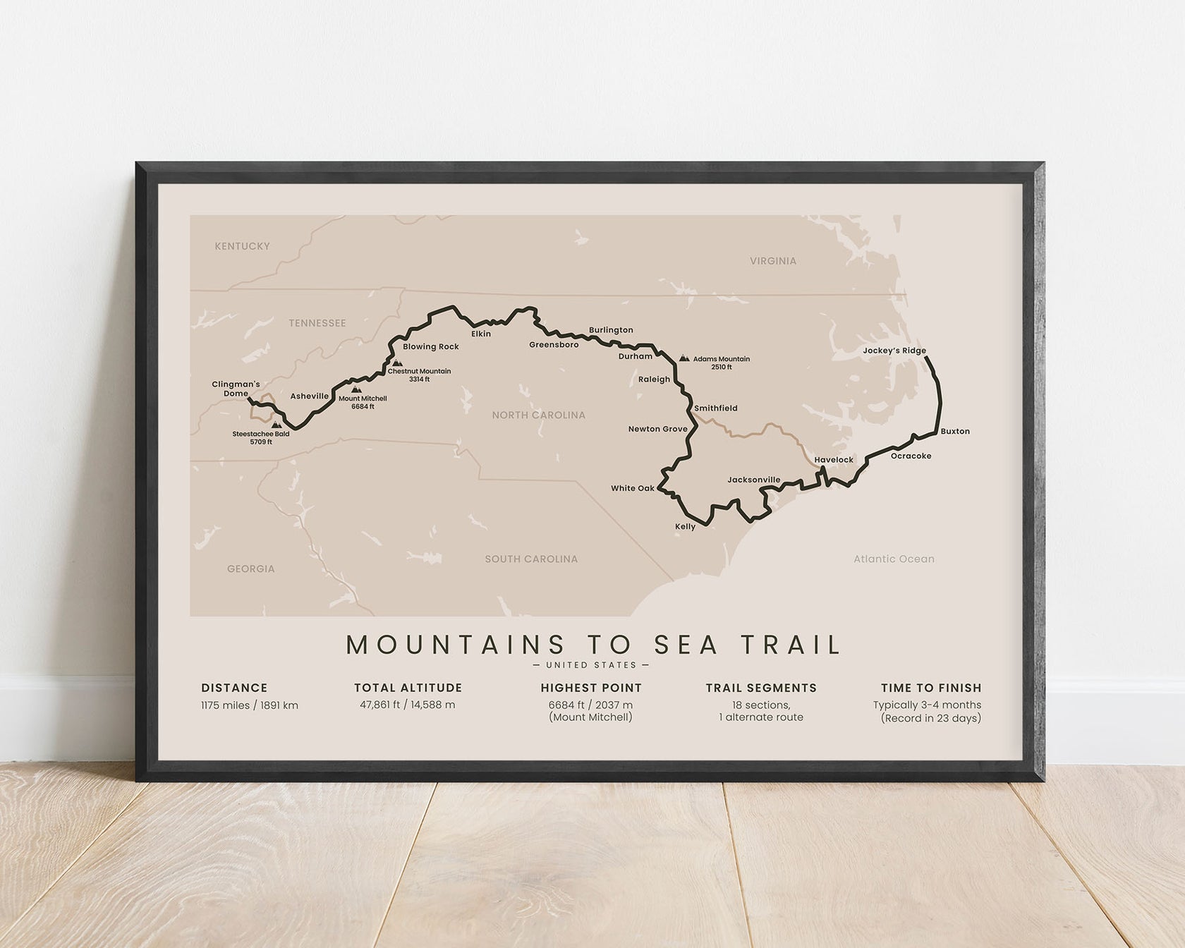 Mountains to Sea Trail Poster (MST, North Carolina) – Trail Goals