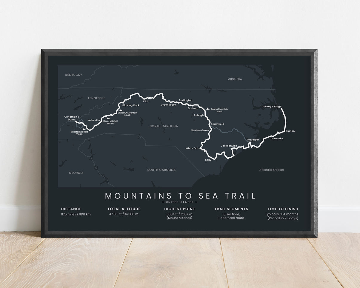 Mountains to Sea Trail (MST, North Carolina) Map Poster | TG