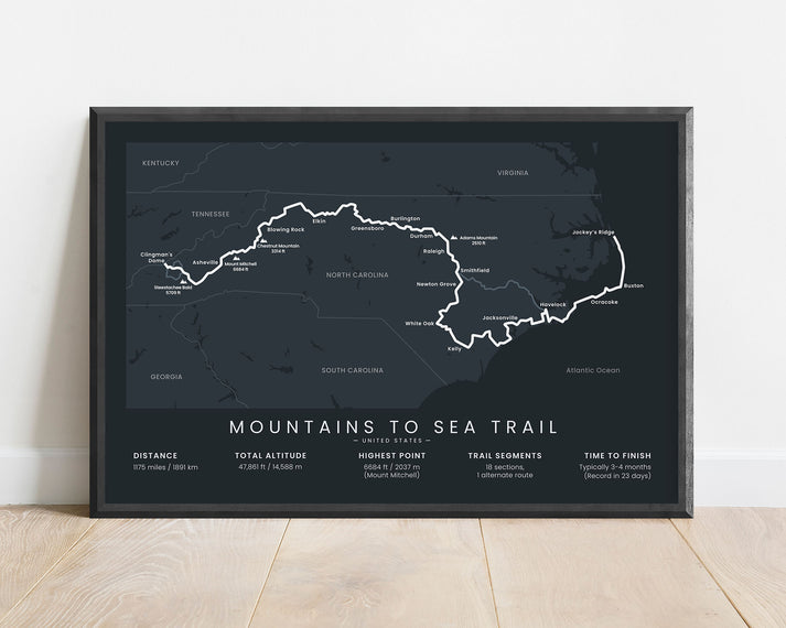 Mountains to Sea Trail (MST, North Carolina) Map Poster | TG