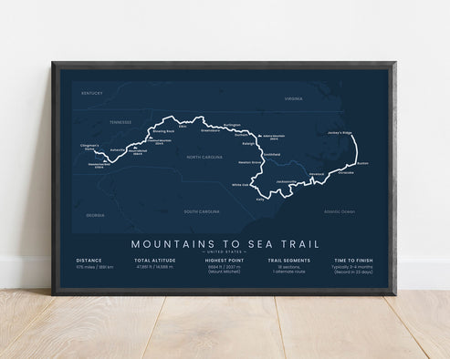 Mountains to Sea Trail (MST, North Carolina) Map Poster | TG