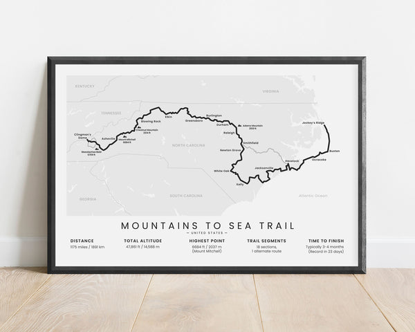 Mountains to Sea Trail (MST, North Carolina) Map Poster | TG