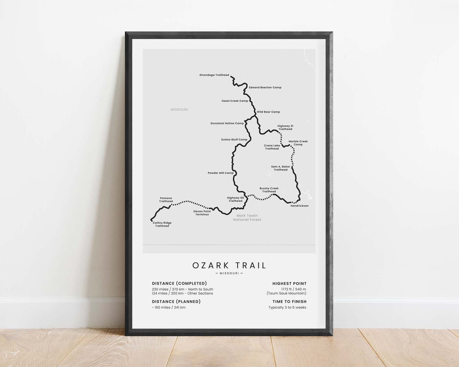 Minimalistic Hiking Map Prints (All) | TrailGoals