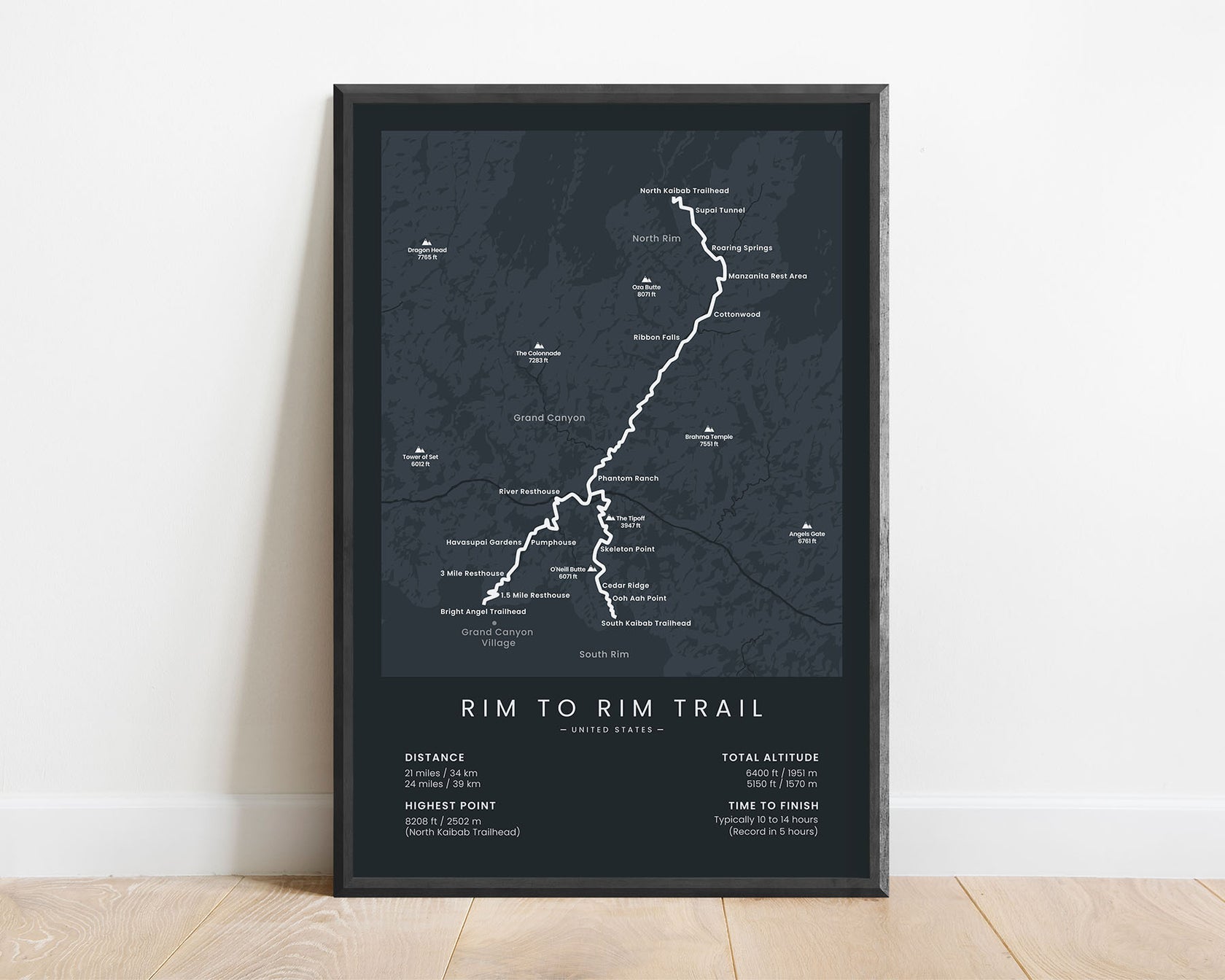 Rim to Rim Trail Poster (R2R, Grand Canyon Hike)