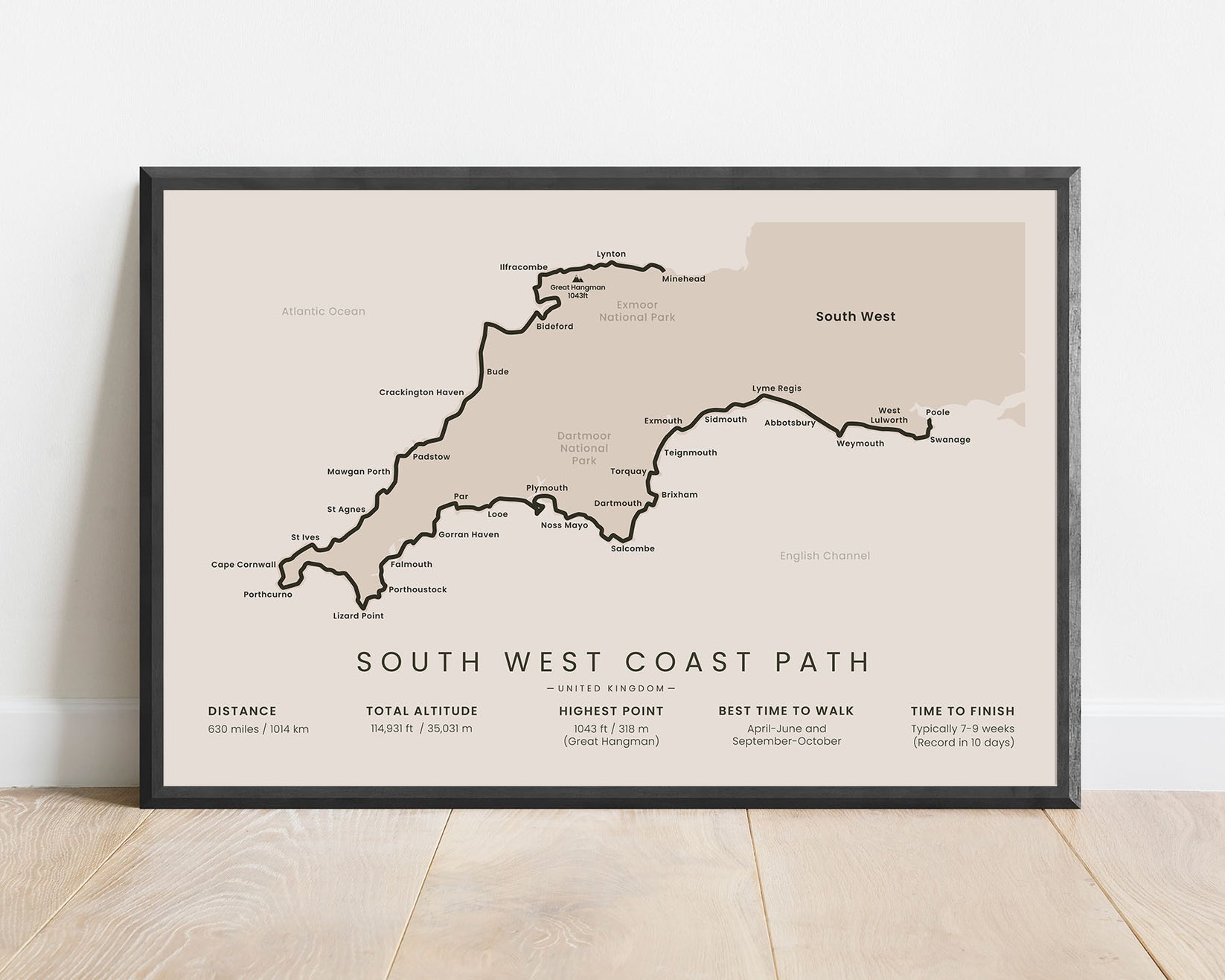 South West Coast Path Poster – Trail Goals