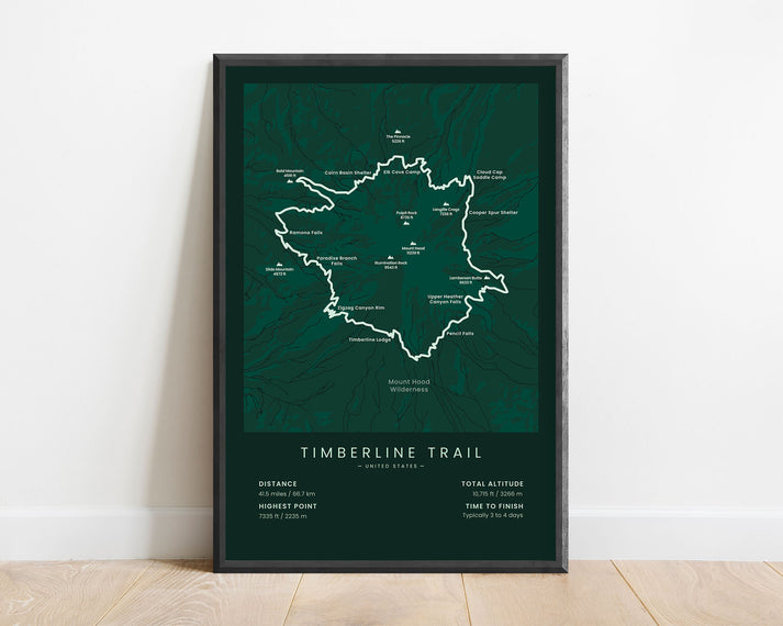 Timberline Trail (Mt Hood Loop) Map Poster | TrailGoals