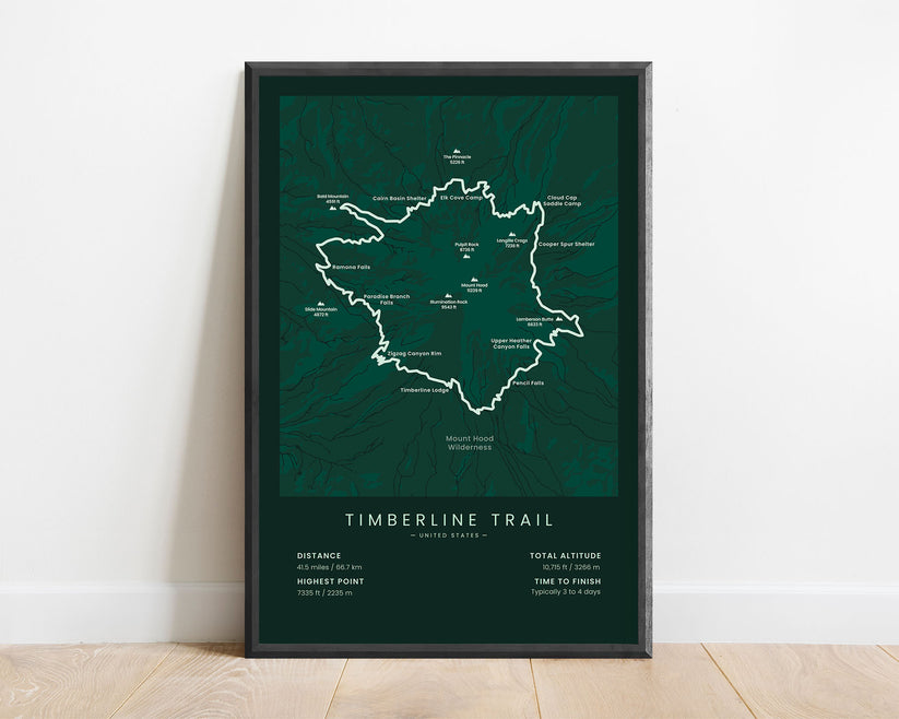 Timberline Trail (Mt Hood Loop) Map Poster | TrailGoals